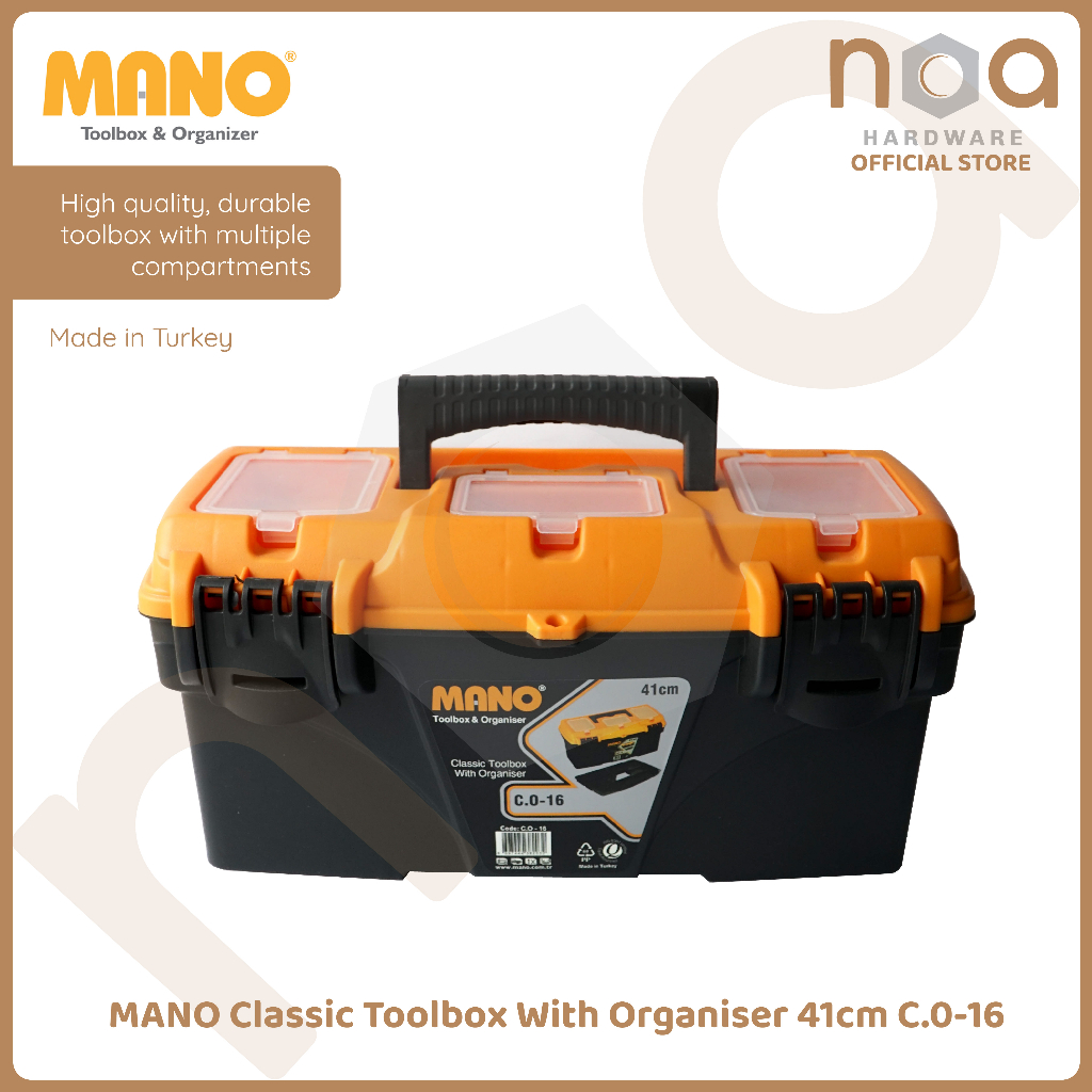MANO Good Quality Classic Toolbox With Organiser 41cm C.0-16 | Shopee ...