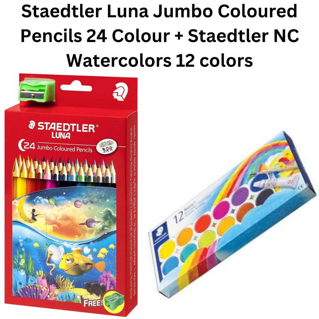 Staedtler Luna Jumbo Coloured Pencils 24 Colour + Staedtler NC ...