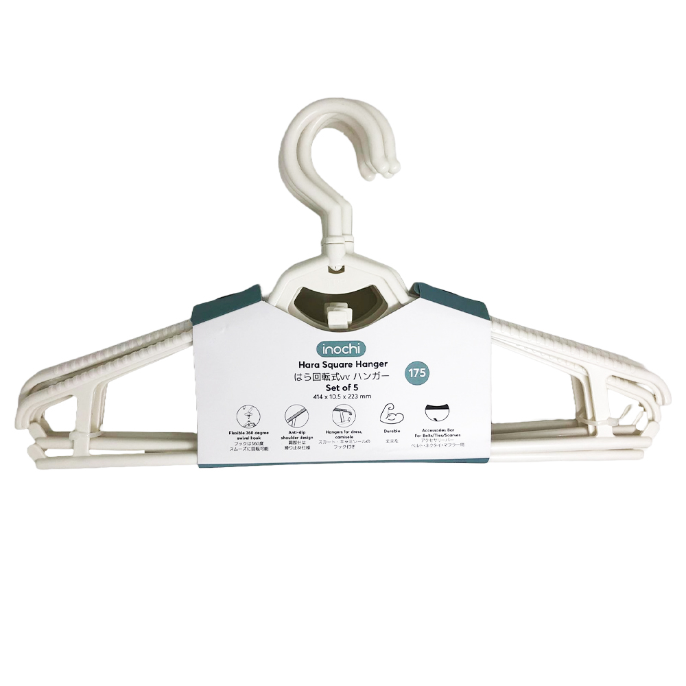 Inochi Hara Square Hanger / Anti-Slip Clothes Hanger 5/set | Shopee ...