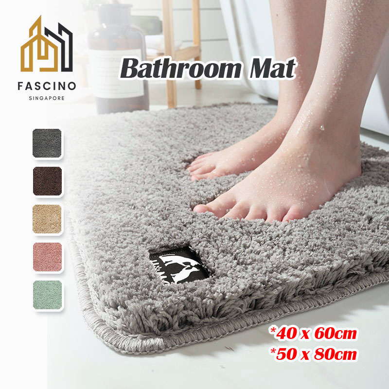 【SG】50*80cm Anti-Slip Bathroom Mat Microfiber Floor Mat Doormat Solid ...