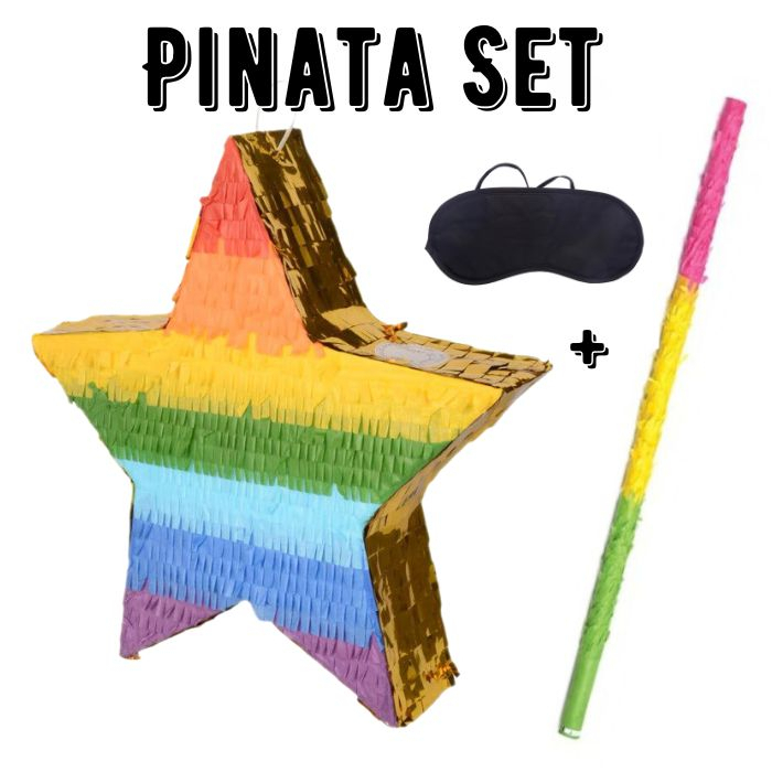 [SG Stock] Colorful Paper Gold Metallic Star Shaped Pinata Set Party ...