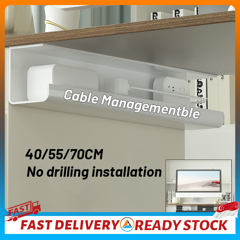 [READY STOCK] 70CM Under Desk Cable Management Under table tray No-Dril ...