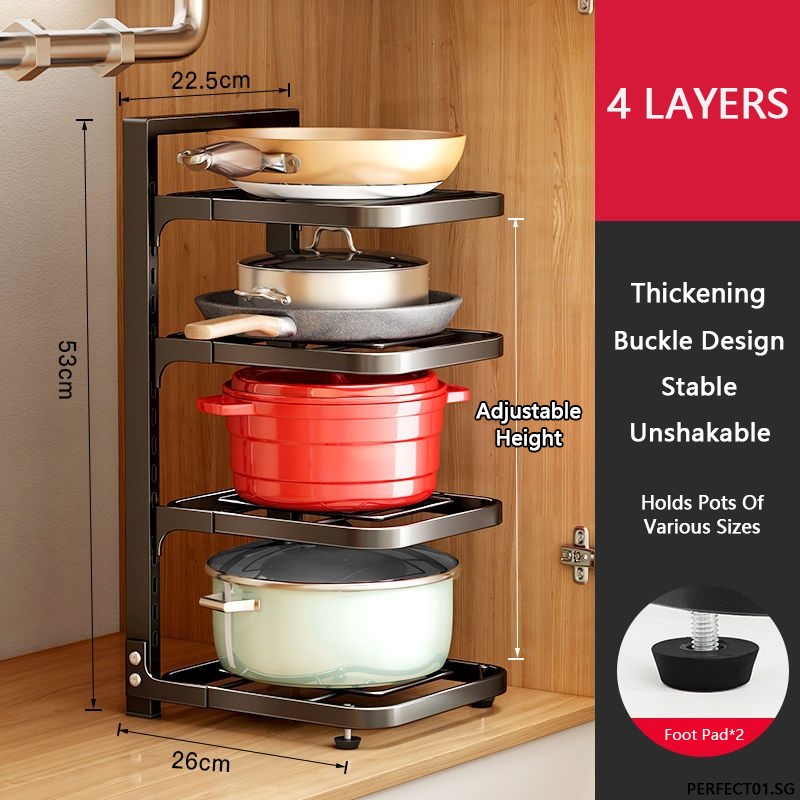 【SG Stock】Adjustable Pot Rack Kitchen Storage/Under Sink Rack/Under ...