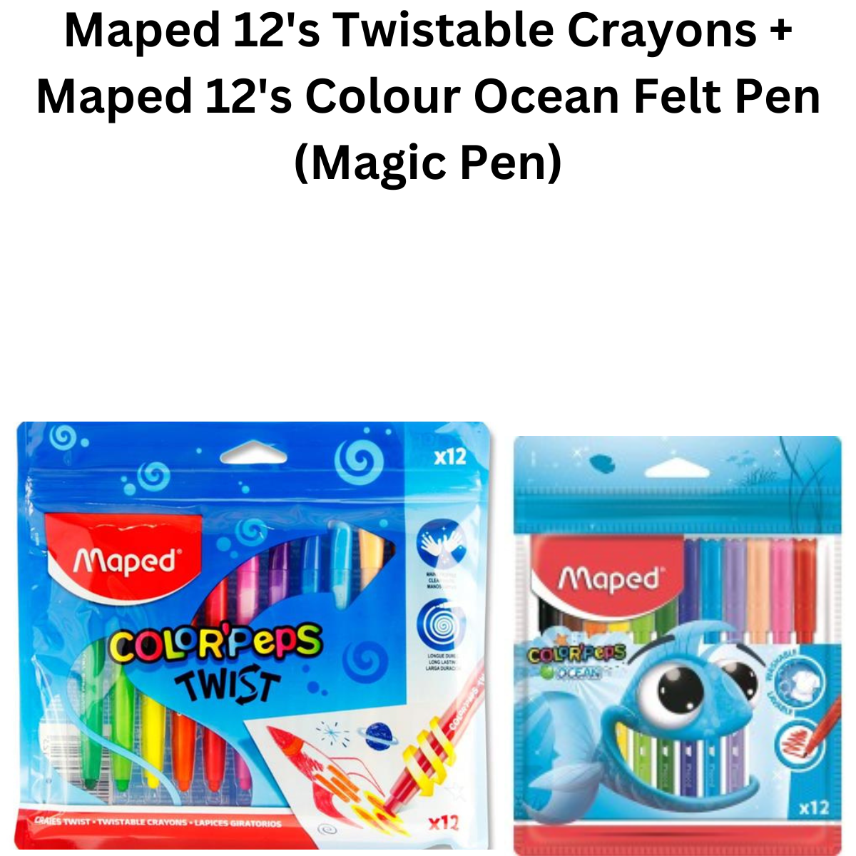 Maped 12's Twistable Crayons 860612 + Maped 12's Colour Ocean Felt Pen ...