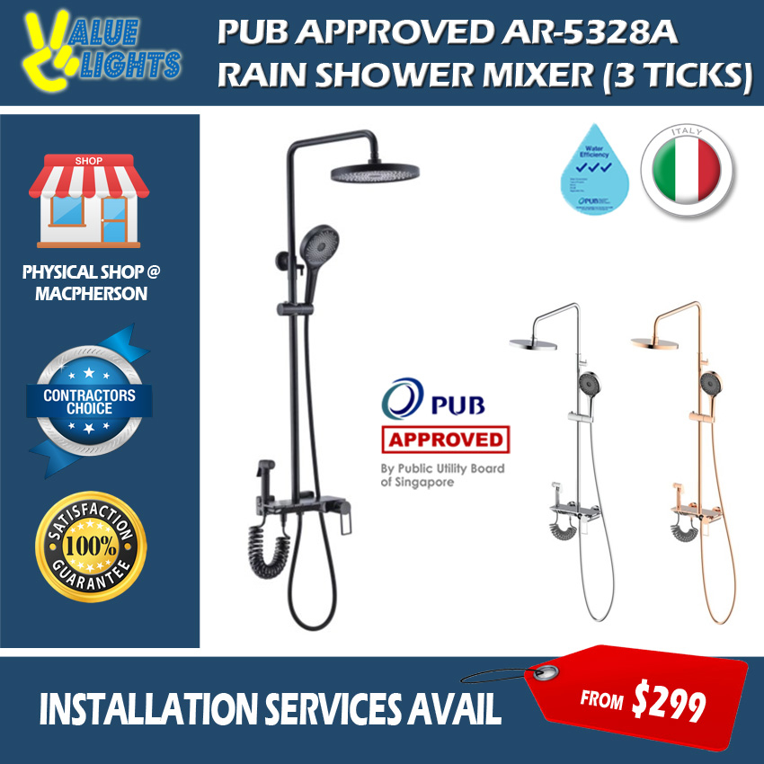 PUB Approved All In One Rain Shower Mixer Set with Hand Shower Bidet ...