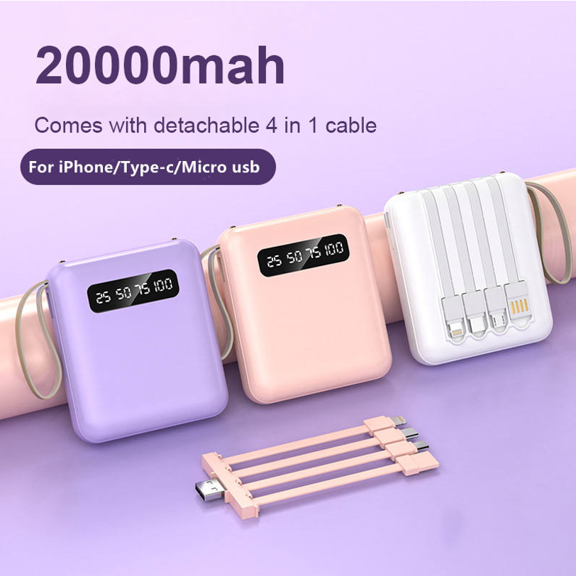SG Ready Stock Fast Charging Power Bank Cable Powerbank 20000 Mah 4 in ...
