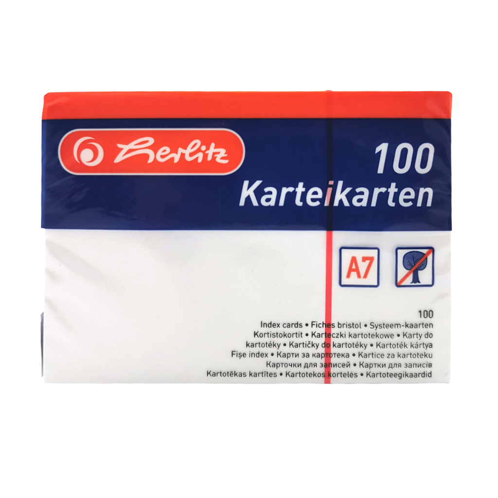 Herlitz Index Card A7 Blank White 100pc, 170gsm, 10621449 ...