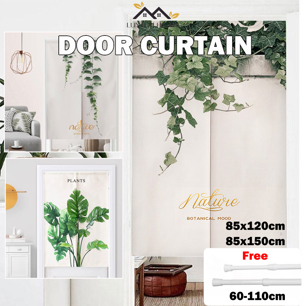 {SG} Door Curtain with Expansion Rod 85x120cm 85x150cm Fabric Split Door Curtains Partition ...