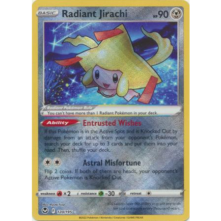 Pokemon TCG Card Radiant Jirachi SS Silver Tempest 120/195 Ultra Rare ...
