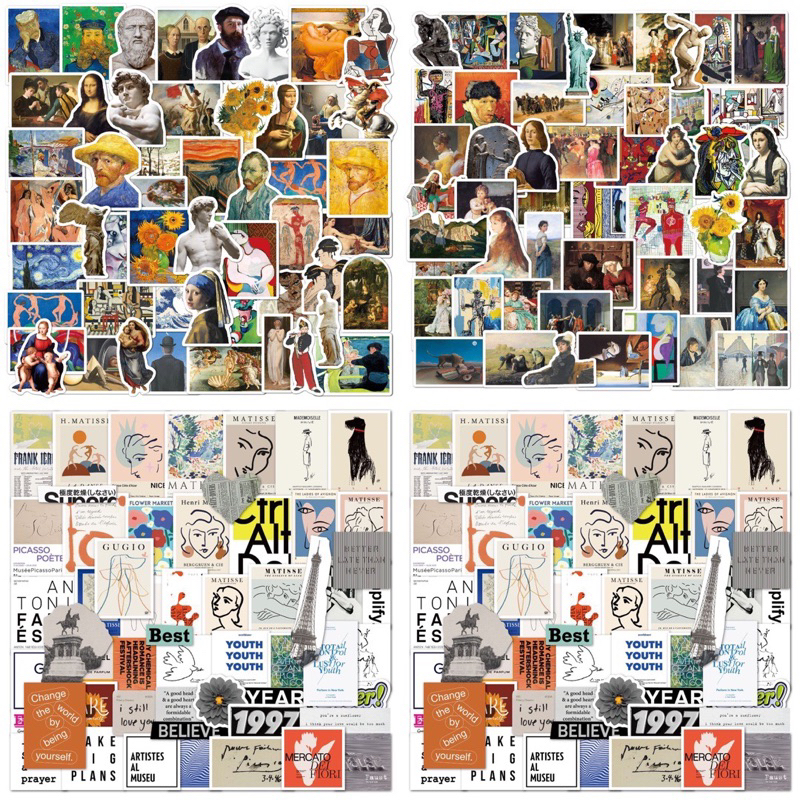 Oil Painting Art GY-018-020 Graffiti Stickers 50/100pcs Van Gogh Mona ...