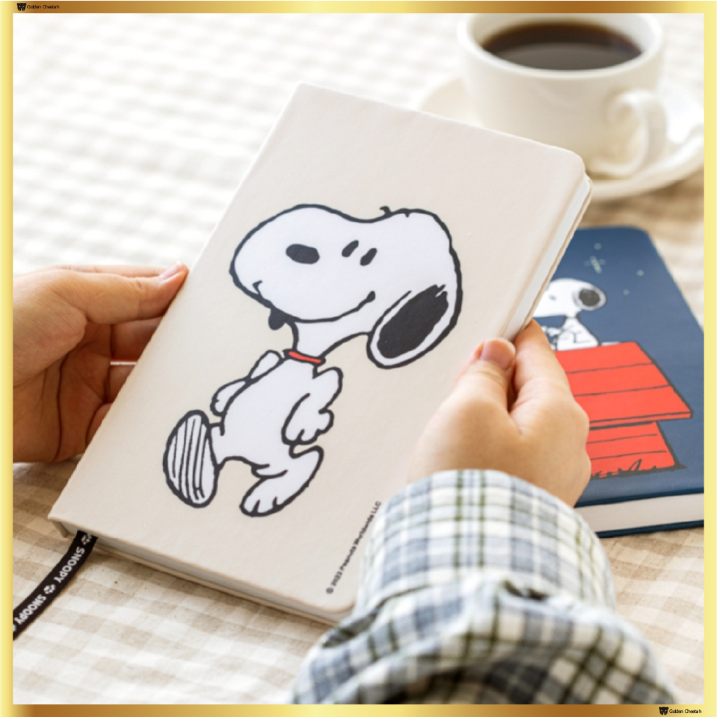 Snoopy Hard Cover Notebook Navy & Beige | Shopee Singapore