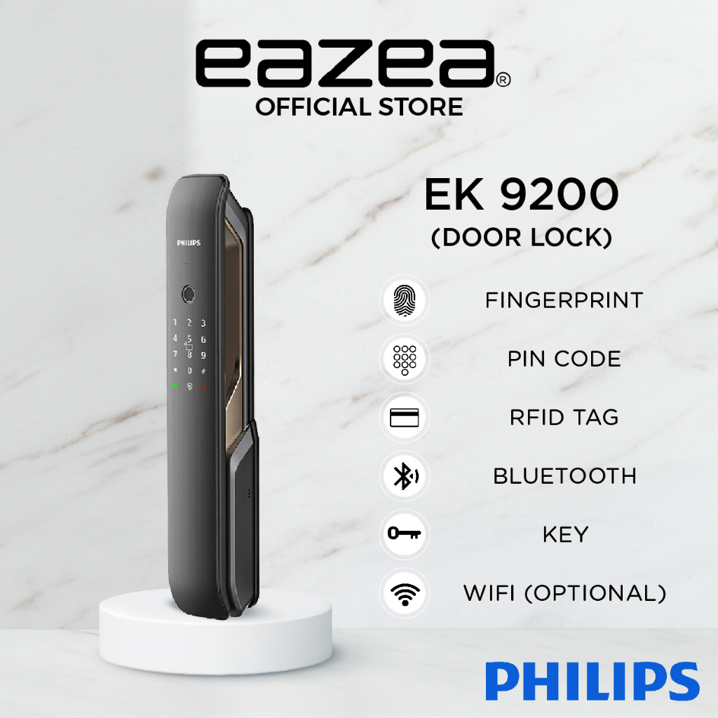 PHILIPS EK9200 Digital Door Lock | 6 IN 1 | PIN Code, Fingerprint, RFID Access, Bluetooth, Key ...