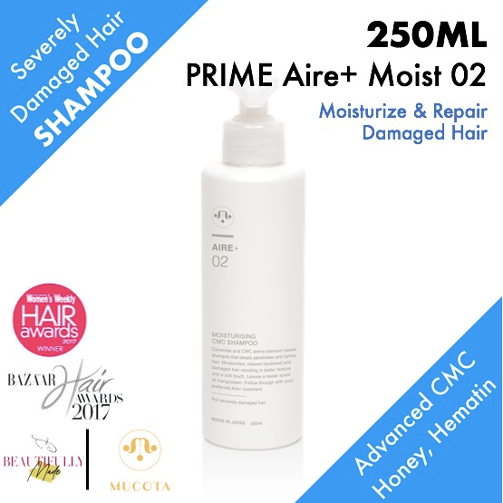 Mucota PRIME Aire+ 02 Moisturising Shampoo ( 250ml / 500ml ) AIRE PLUS - For Damaged Hair • Hair ...