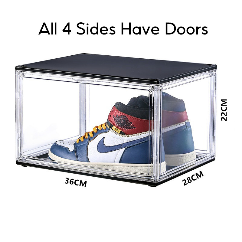Full Acrylic Front Side Magnetic Door Sneaker Shoe Box Display Case ...