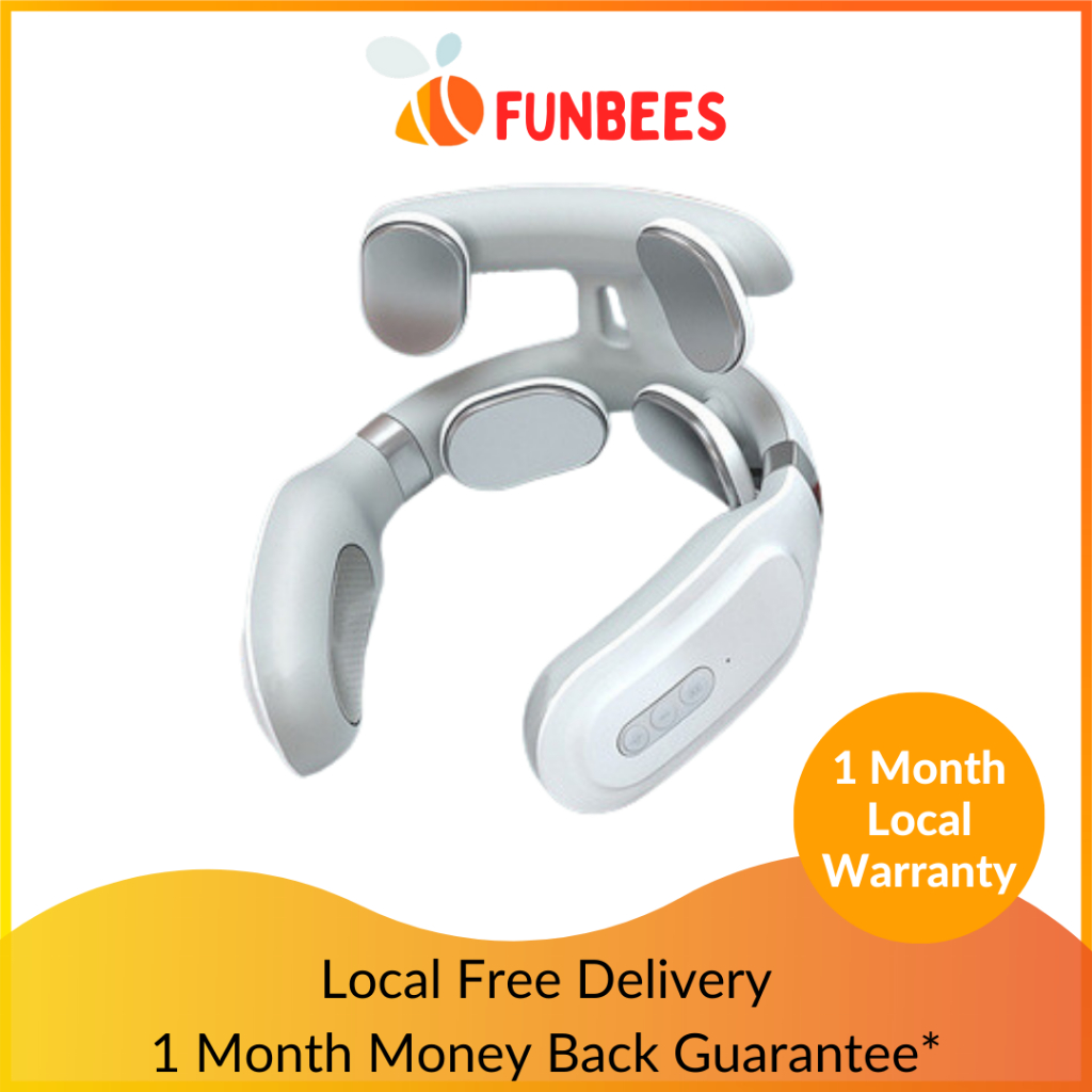 Smart Neck Massager with Heat, 4 Zones 4 Modes 16 Levels Cordless USB ...