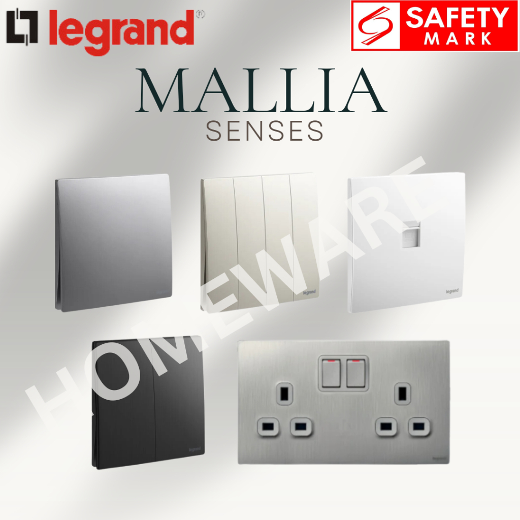 [SG Seller] Legrand Mallia SENSES Switch Socket Matt Black Silver White ...