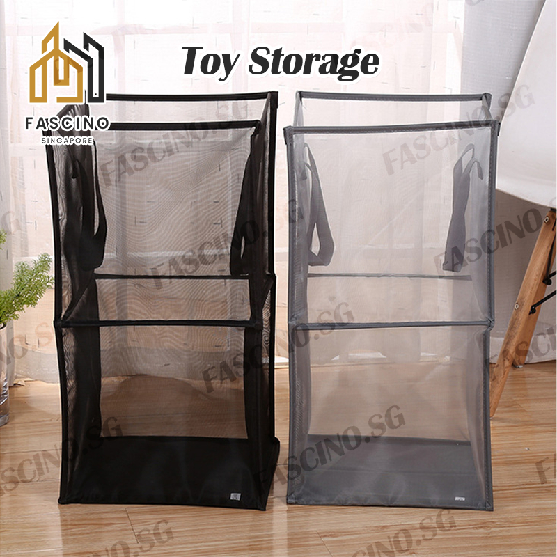 【SG】Toy Storage 2 Layer New Mesh Clothes Storage Basket Magic Folding ...