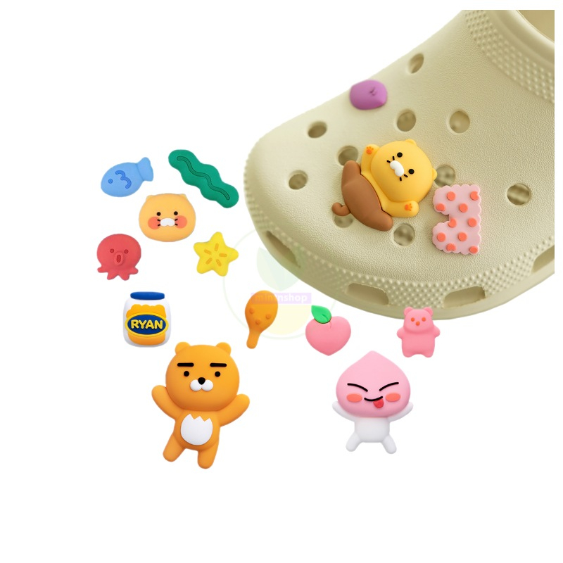Kakao friends Silicone Charm set 3p 5p Zibitz shoe accessories deco Chonsik Ryan Apeach | Shopee ...