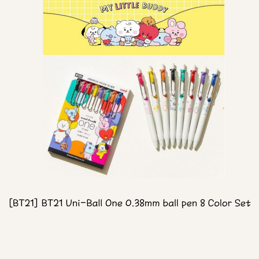 *Last Stock* BT21 Uni-Ball One 0.38mm ball pen 8 Color Set | Shopee ...