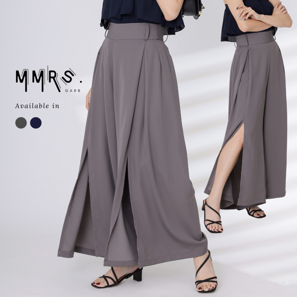 MMRS. Garb - Heidi Open Slit Wide Leg Pant - Grey | Shopee Singapore
