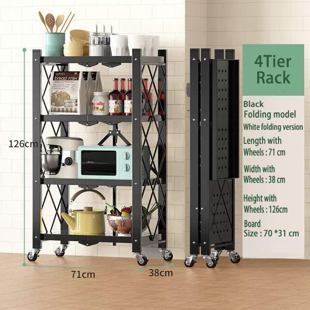 [SG STOCK] foldable kitchen storage rack 3 / 4 / 5 foldable storage ...