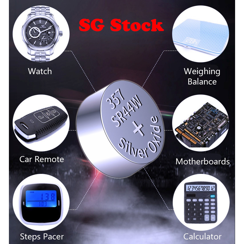 SR44 SR44W 357 Silver Oxide 1.55V Battery (for cameras, calculators ...