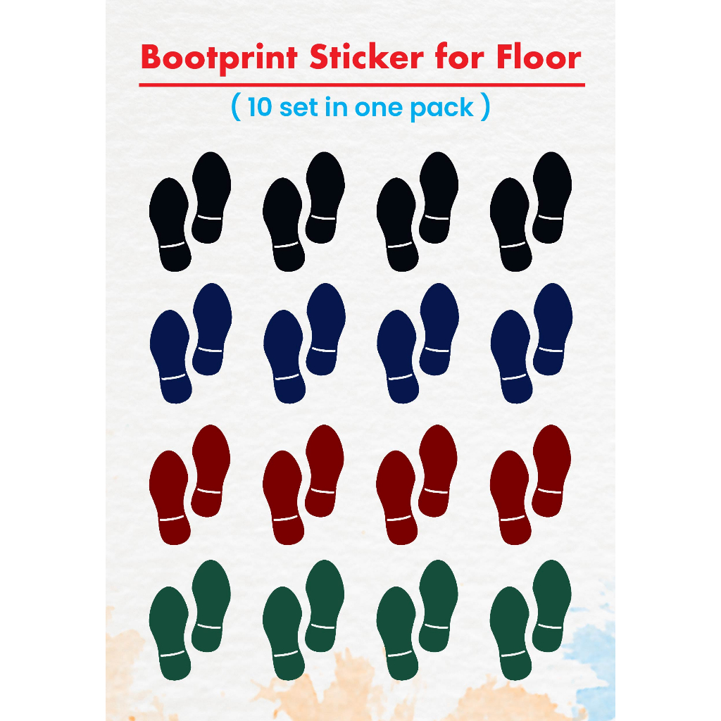 Footprint / Bootprint Decals Vinyl Sticker for Floor | 10 Set in one ...