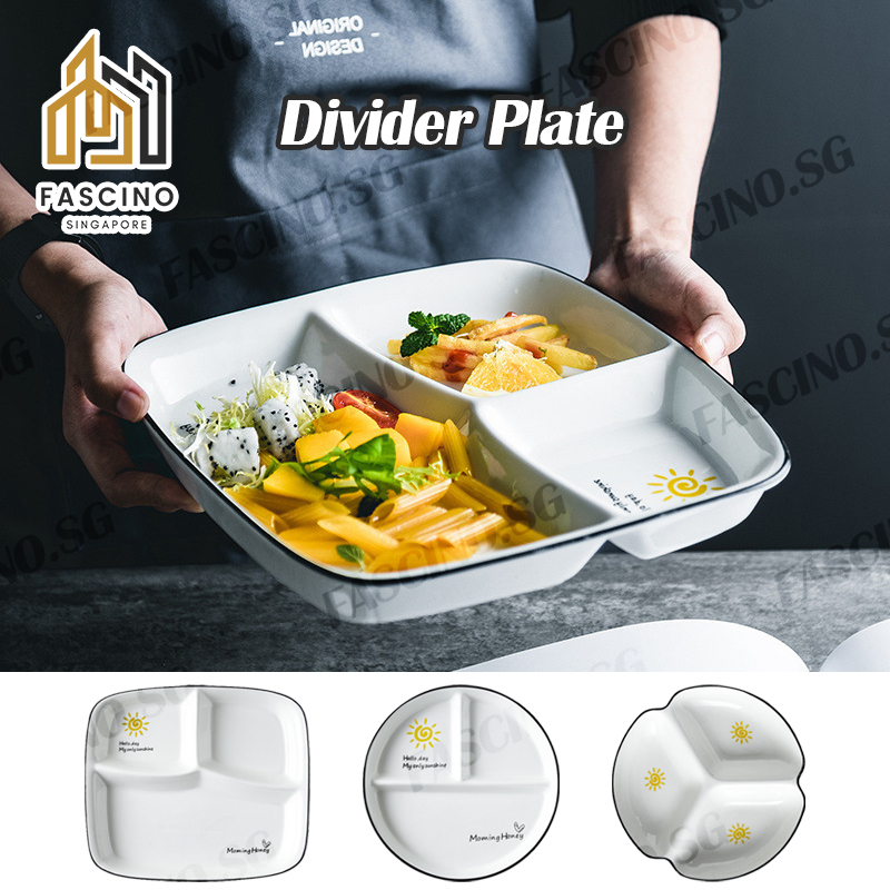 【SG】Divider Plate Ceramic Tableware Partition Plate Children's ...