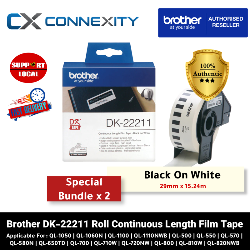 [Special Bundle] Brother DK-22211 Roll Continuous Length Film Tap x2 ...