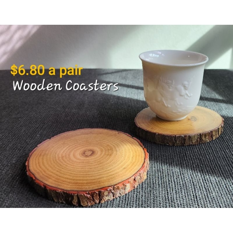 SG Stock-Wood Coasters in a pair | Shopee Singapore