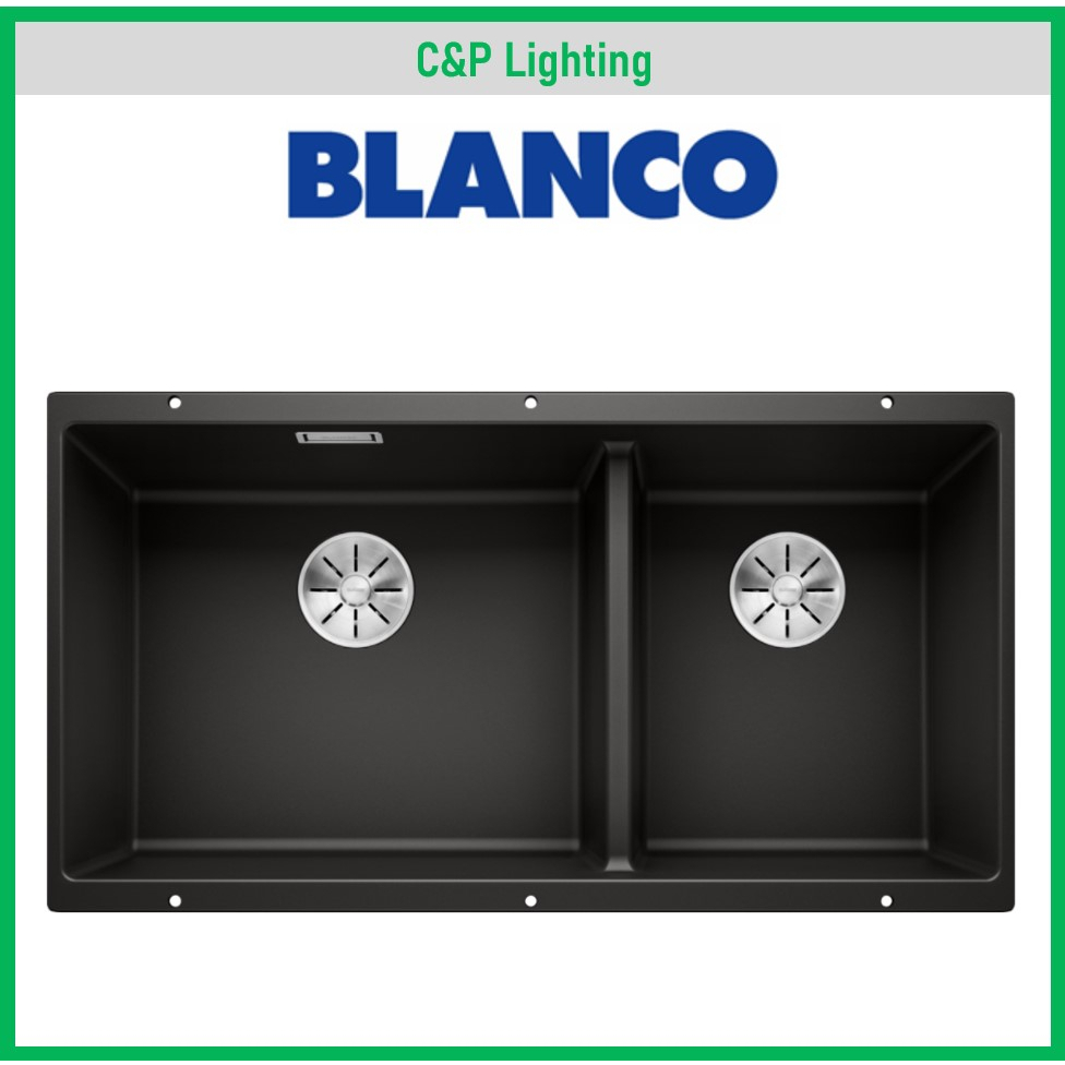Blanco Subline 480/320-U Black Undermount Double Bowl Granite Kitchen ...