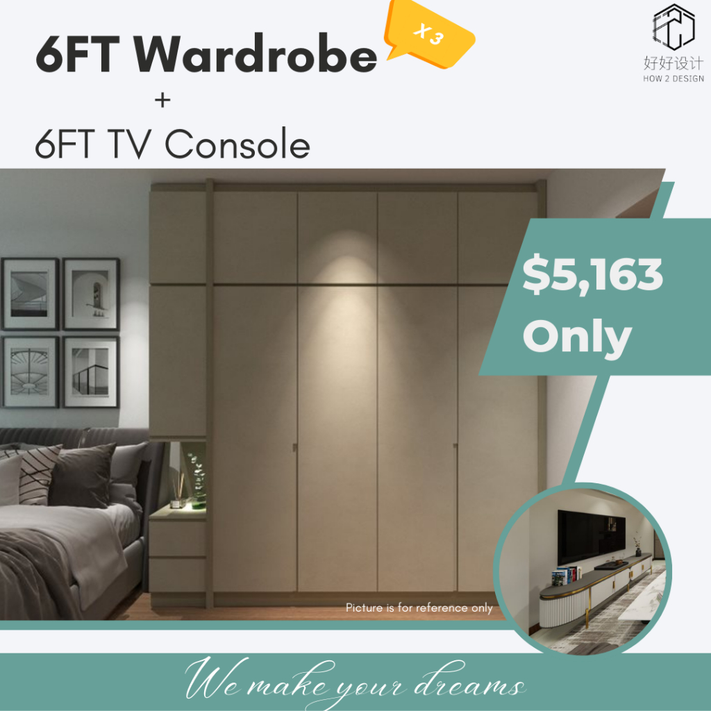 6FT Wardrobe + 6FT TV Console | Shopee Singapore