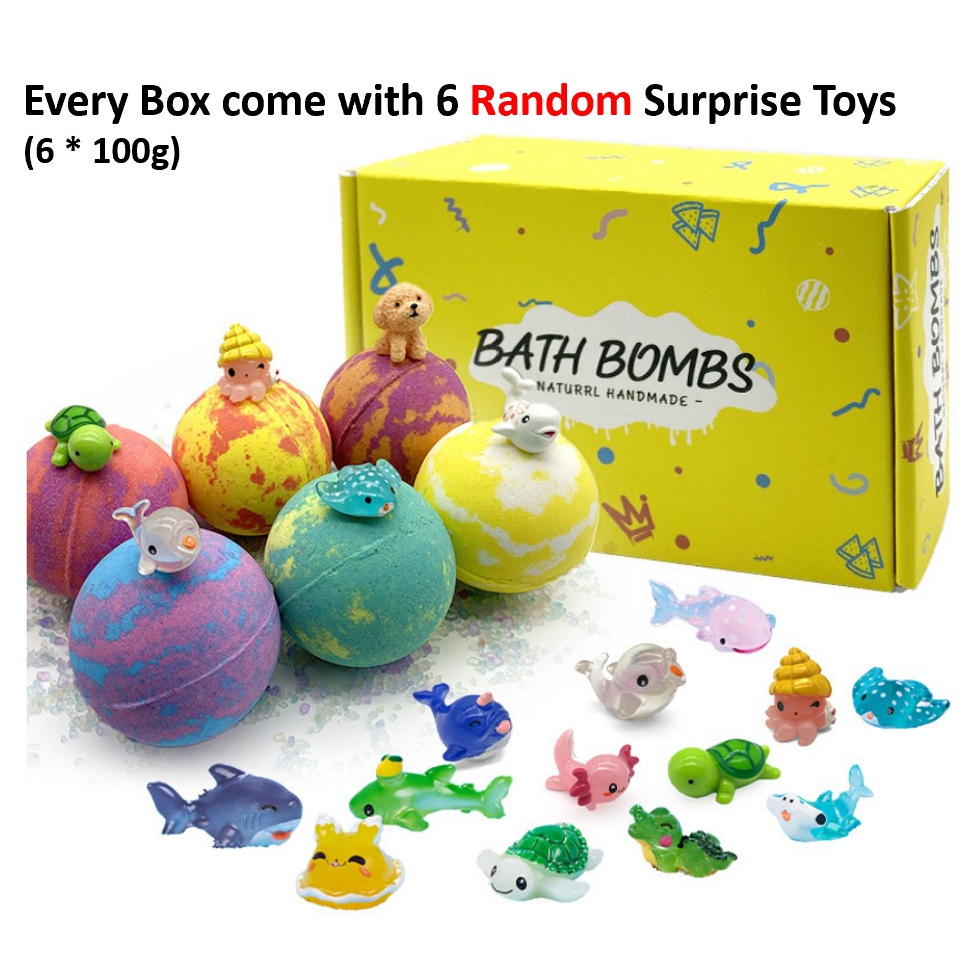 Bath Bombs (Set of 6) For Kids with Surprise Sea Animal Toys Inside For ...