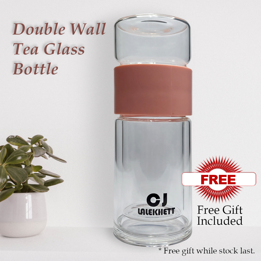 230ml Double Wall Tea Glass Bottle with Stainless Steel Filter Tea ...