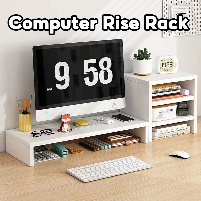 EmmAmy Wooden Monitor Stand Desktop Organizer Monitor Riser with ...