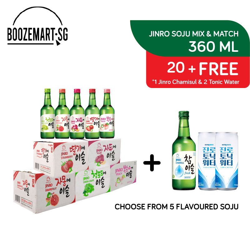 JINRO SOJU Mix & Match | Choose from 5 Flavours | 360ml x 20's + FREE 1 ...