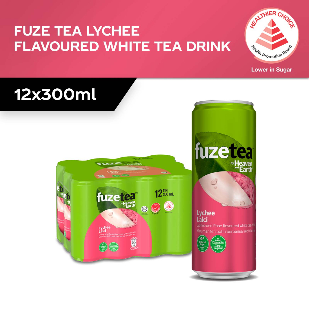 [1 Carton] Heaven and Earth Fuze Tea Lychee Flavoured White Tea Cans ...