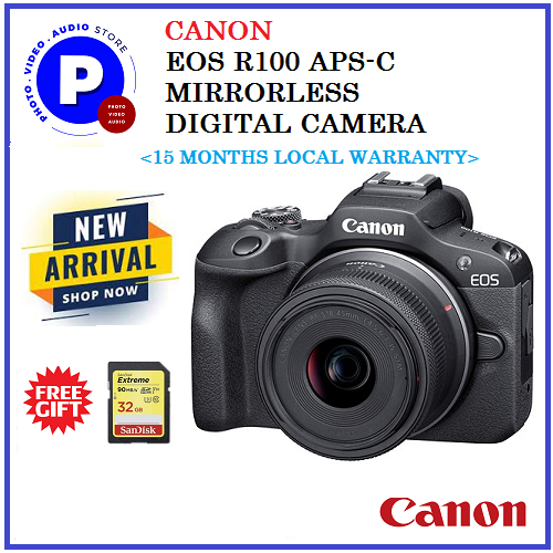 CANON EOS R100 APS-C MIRRORLESS DIGITAL CAMERA (FREE 32GB SD CARD ...