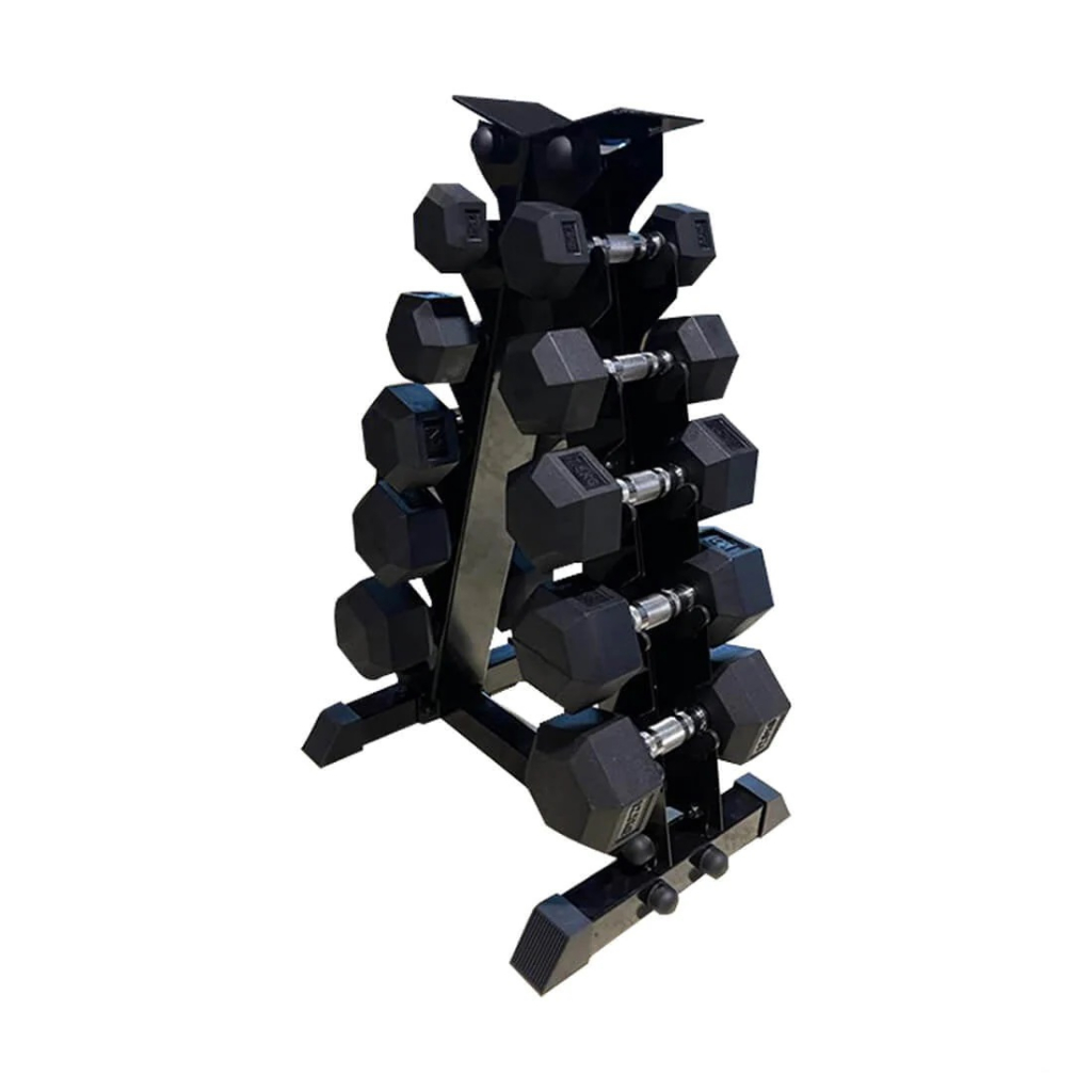 Rubber Hex Dumbbells Set with 5 Pair A-Frame Rack combo | Shopee Singapore