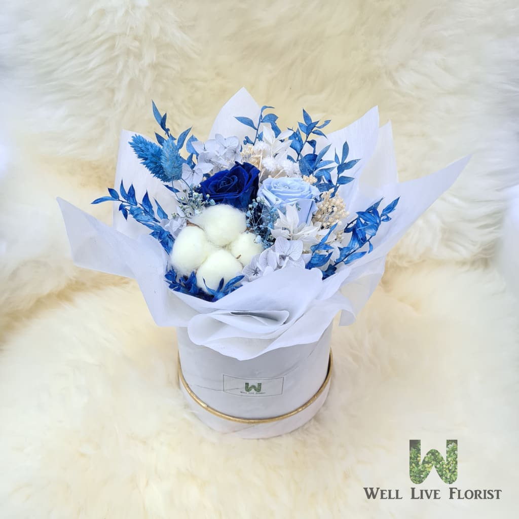 FREE DELIVERY | Prince | Preserved Blue Rose Flower Box | Preserved ...