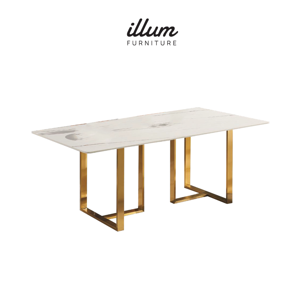 illum Rome Dining Table Gold Plated Steel Legs Modern Design | Shopee Singapore