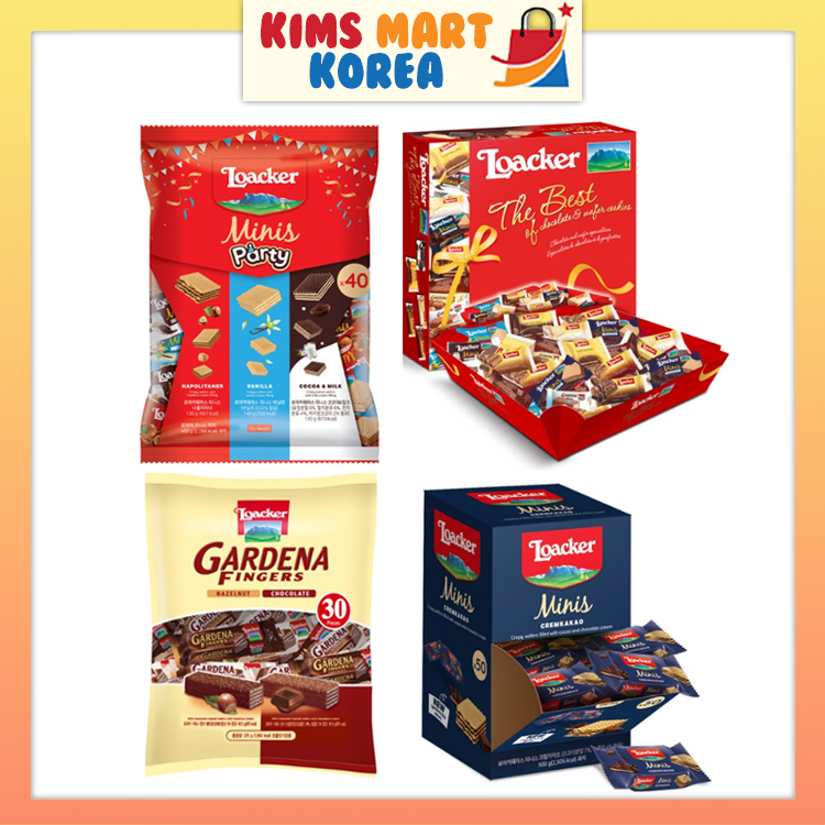 Loacker Crispy Wafers with Various Creams Gardena Fingers, Minis, Dark ...
