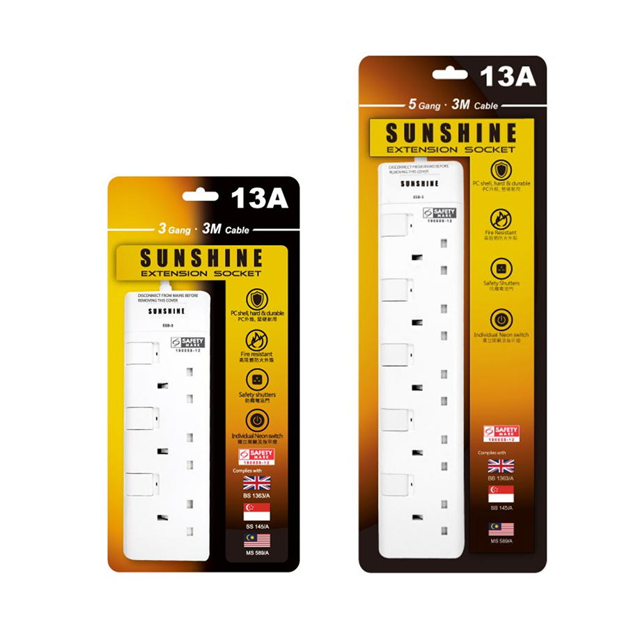 Sunshine 3 Way 3 Metre / 5 Way 3 Metre Extension Socket Plug | Shopee ... Sunshine 3 Way 3 Metre / 5 Way 3 Metre Extension Socket Plug | Shopee ...