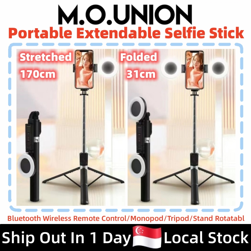[SG Stocks] Portable Extendable Selfie Stick Tripod With Bluetooth ...