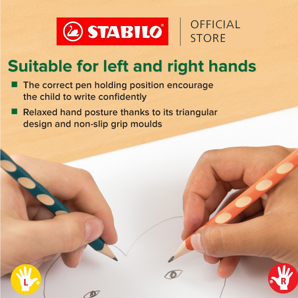 STABILO EASYgraph Handwriting Ergonomic 2B Wooden Pencils - (3 Piece ...