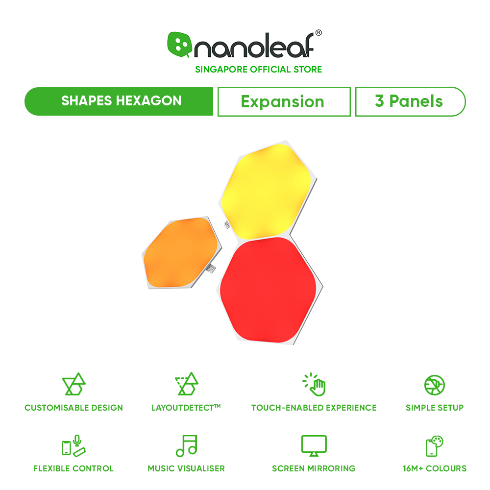 Nanoleaf Shapes Hexagons Smart Light Expansion Kit (3 panels) | Shopee ...
