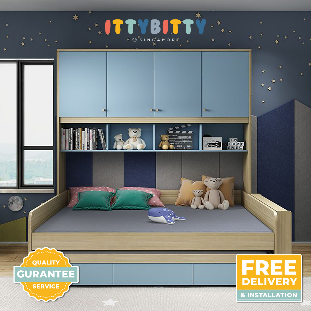 (Free Installation) High Headboard Multi-Storage Children's Bedframe ...