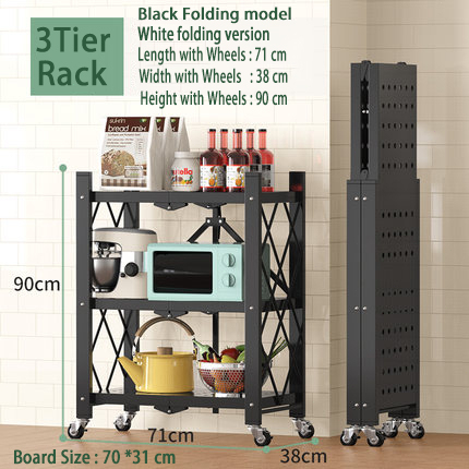 [SG STOCK] foldable kitchen storage rack 3 / 4 / 5 foldable storage ...