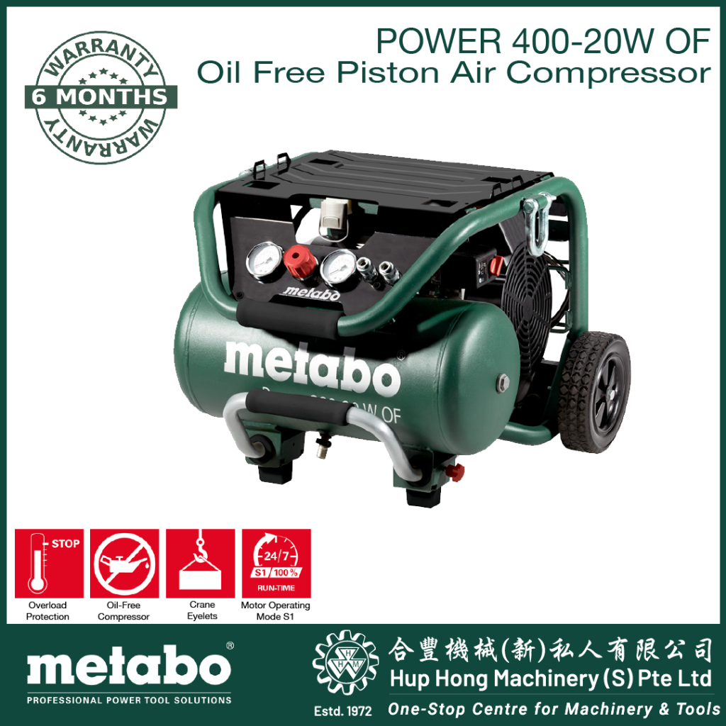 METABO Oil Free Piston Air Compressor POWER400-20W OF, 20 LITRE TANK ...
