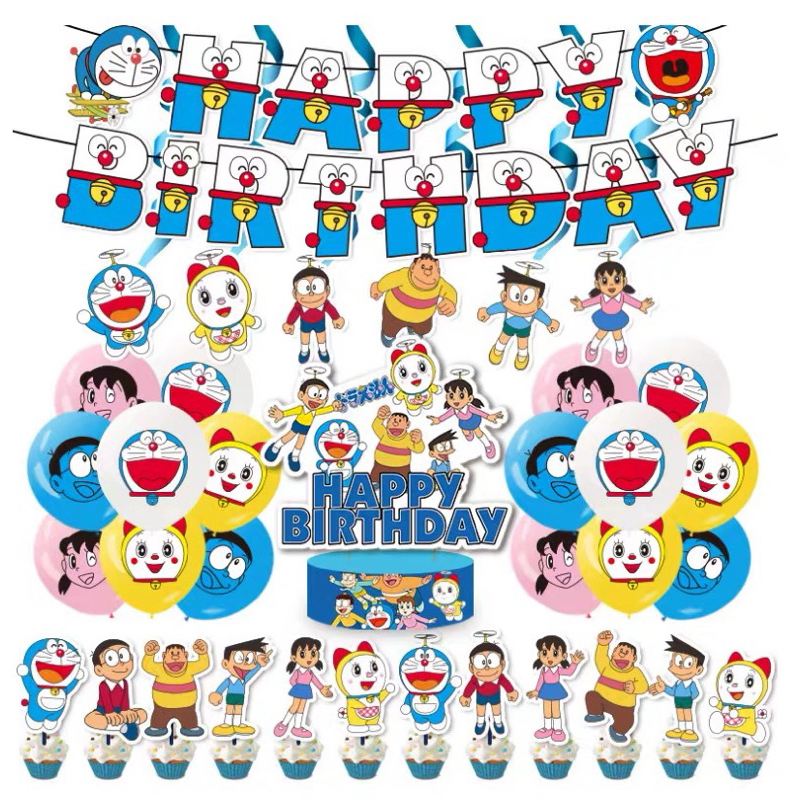 [SG Seller] Doraemon Cartoon Balloons Set Nobita Birthday Party ...